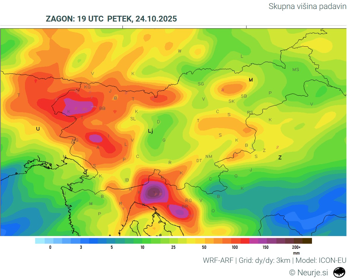 Vremenski udar: v večernih in nočnih urah več kot 100 litrov dežja ...
